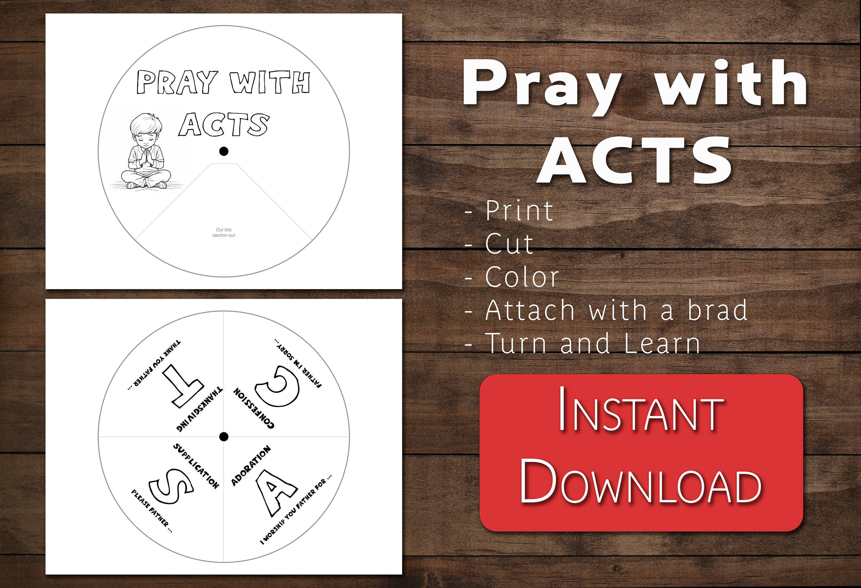Prayer Coloring Wheel | Pray With ACTS | Sunday School Bible Class ...