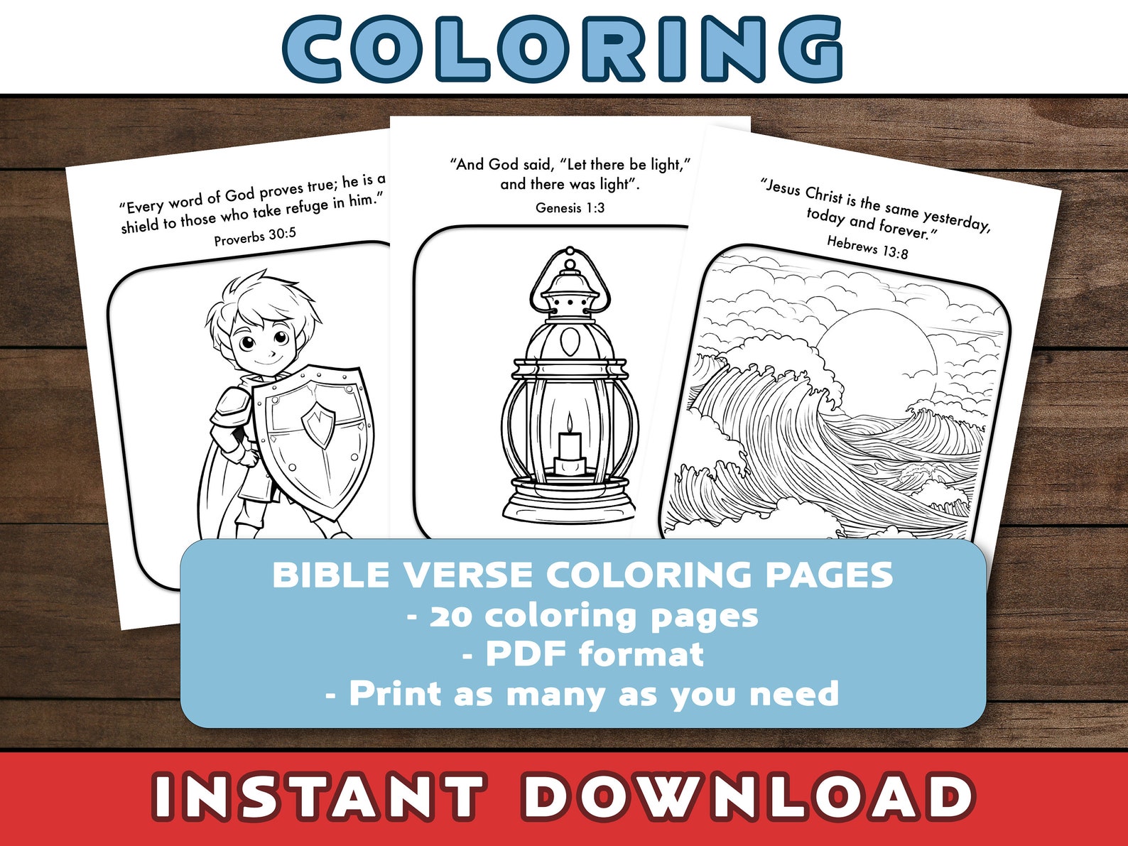 Bible Verse Coloring Pages: Sunday School Activity (PDF Download) - Etsy