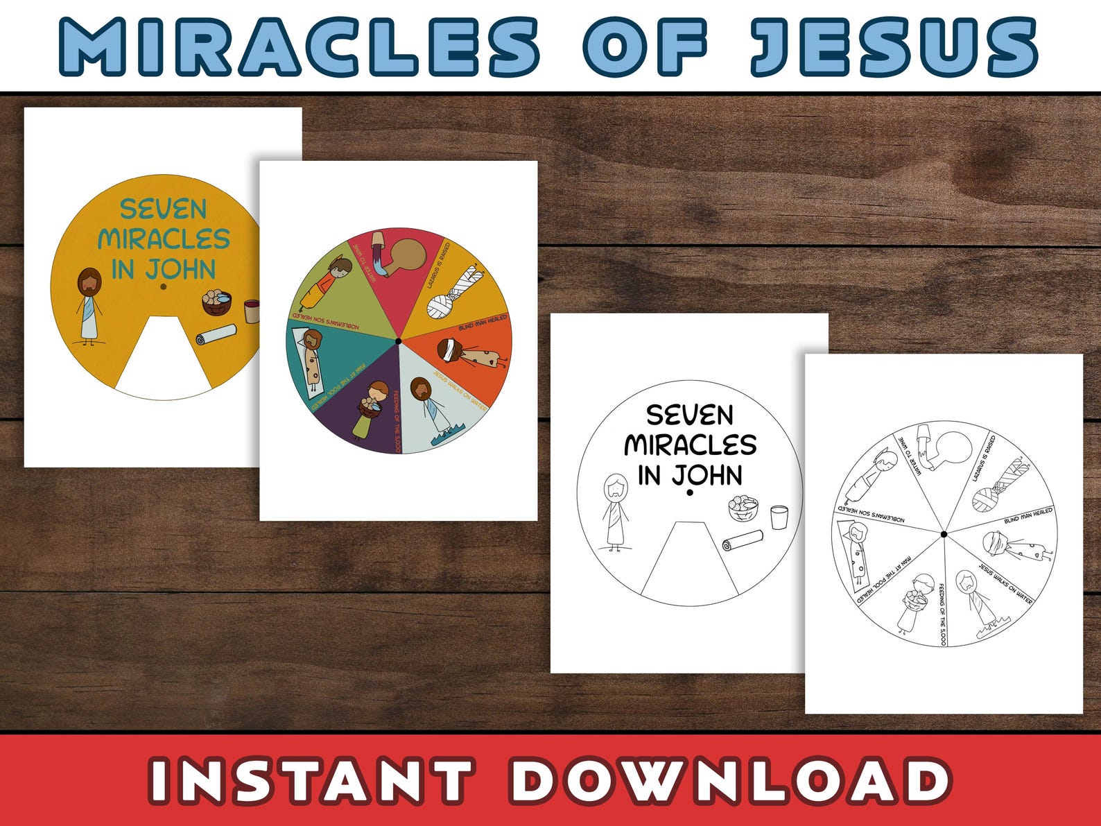Miracles of Jesus Wheel Craft: Gospel of John, Bible Class (digital ...