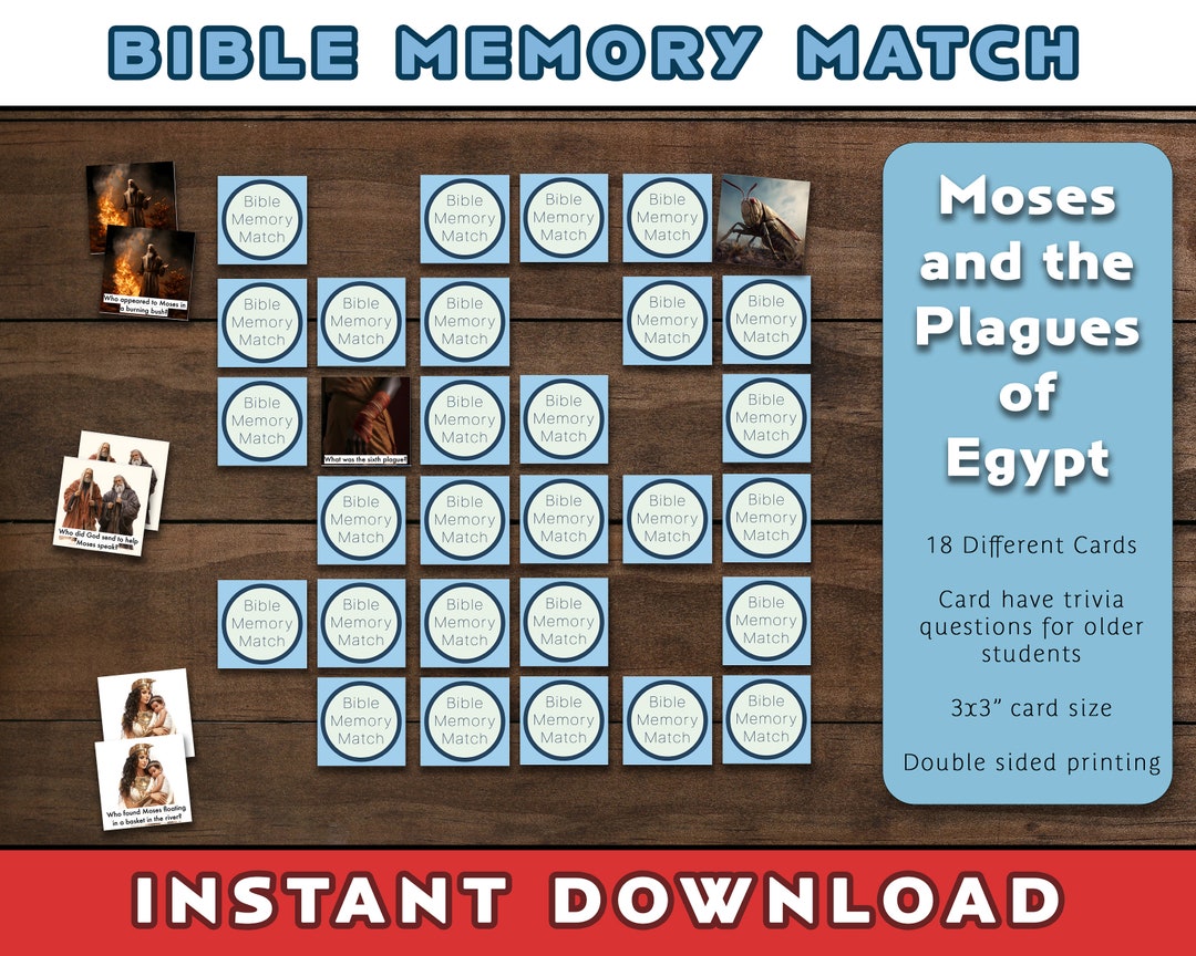 Moses and the Ten Plagues Bible Memory Match Game (digital Download) - Etsy