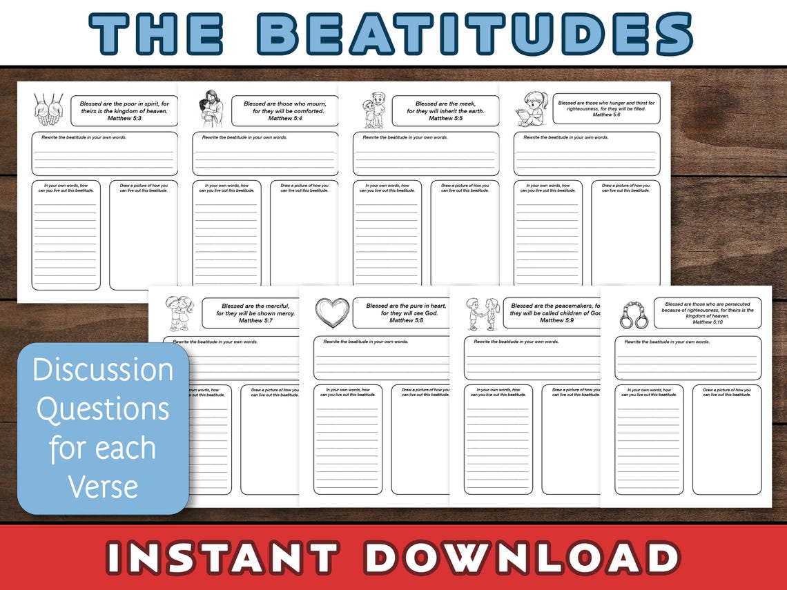 Beatitudes Worksheet & Activity Bundle | Bible Crossword | Bible Word ...