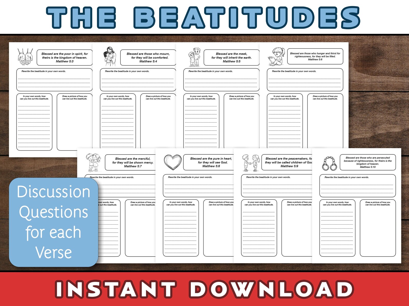 Beatitudes Worksheet & Activity Bundle: Bible Study (digital Download ...