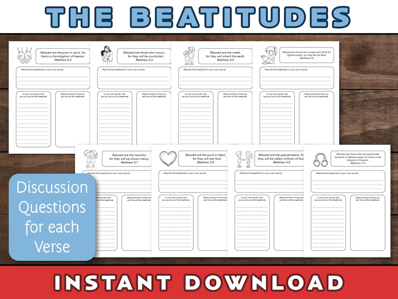 Beatitudes Worksheet & Activity Bundle: Bible Study (digital Download ...