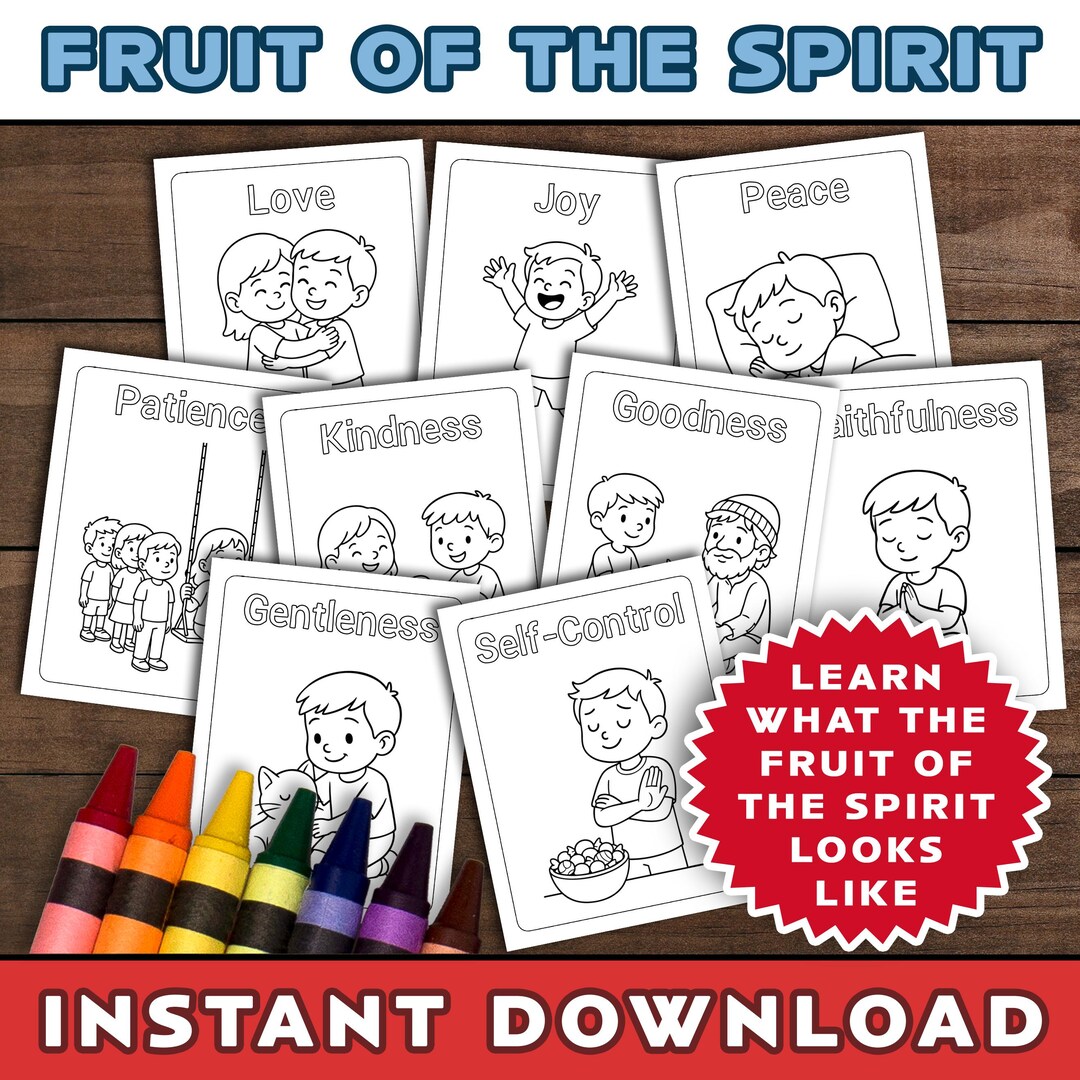 Fruit of the Spirit Coloring Pages: Galatians 5, Bible Lesson (digital ...