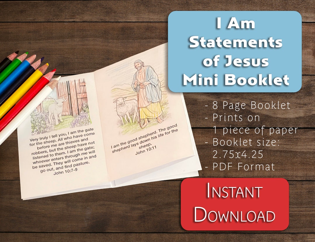 Jesus 'I AM' Statements Mini Book: Gospel of John, Sunday School ...