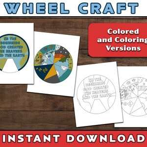 Days of Creation Coloring Wheel Craft: Genesis Bible Lesson (instant ...
