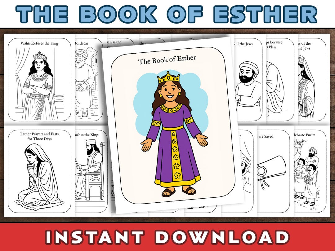 Queen Esther Coloring Pages: Bible Story Activity (digital Download) - Etsy