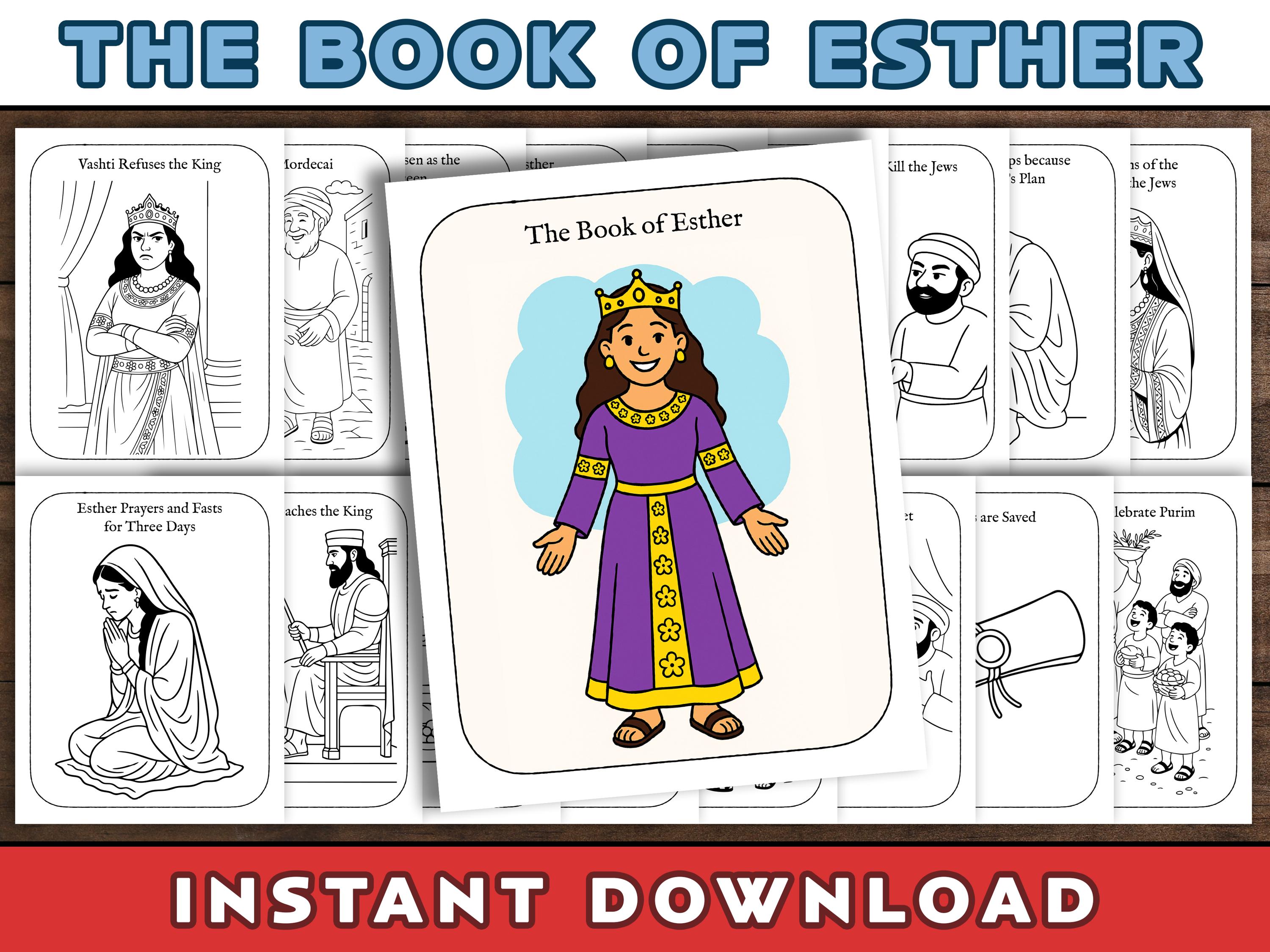 Queen Esther | Story of Esther | Book of Esther | Bible Coloring Sheets ...