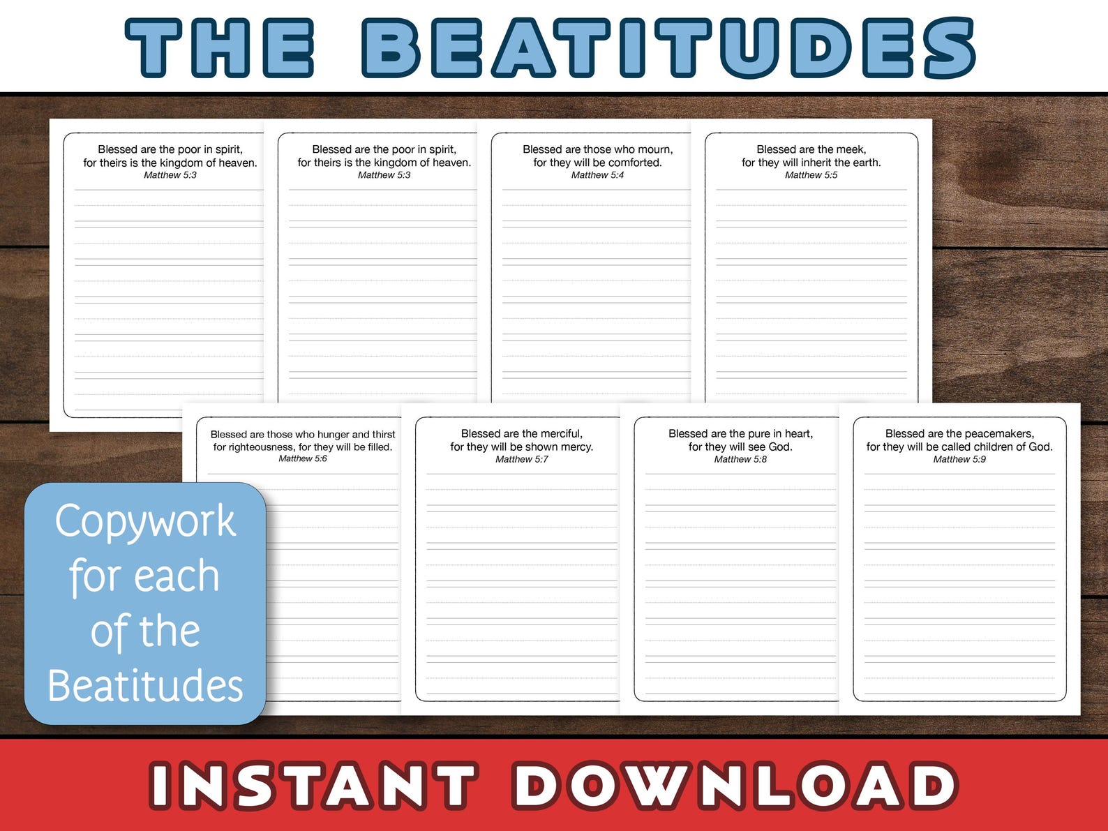 Beatitudes Worksheet & Activity Bundle: Bible Study (digital Download ...