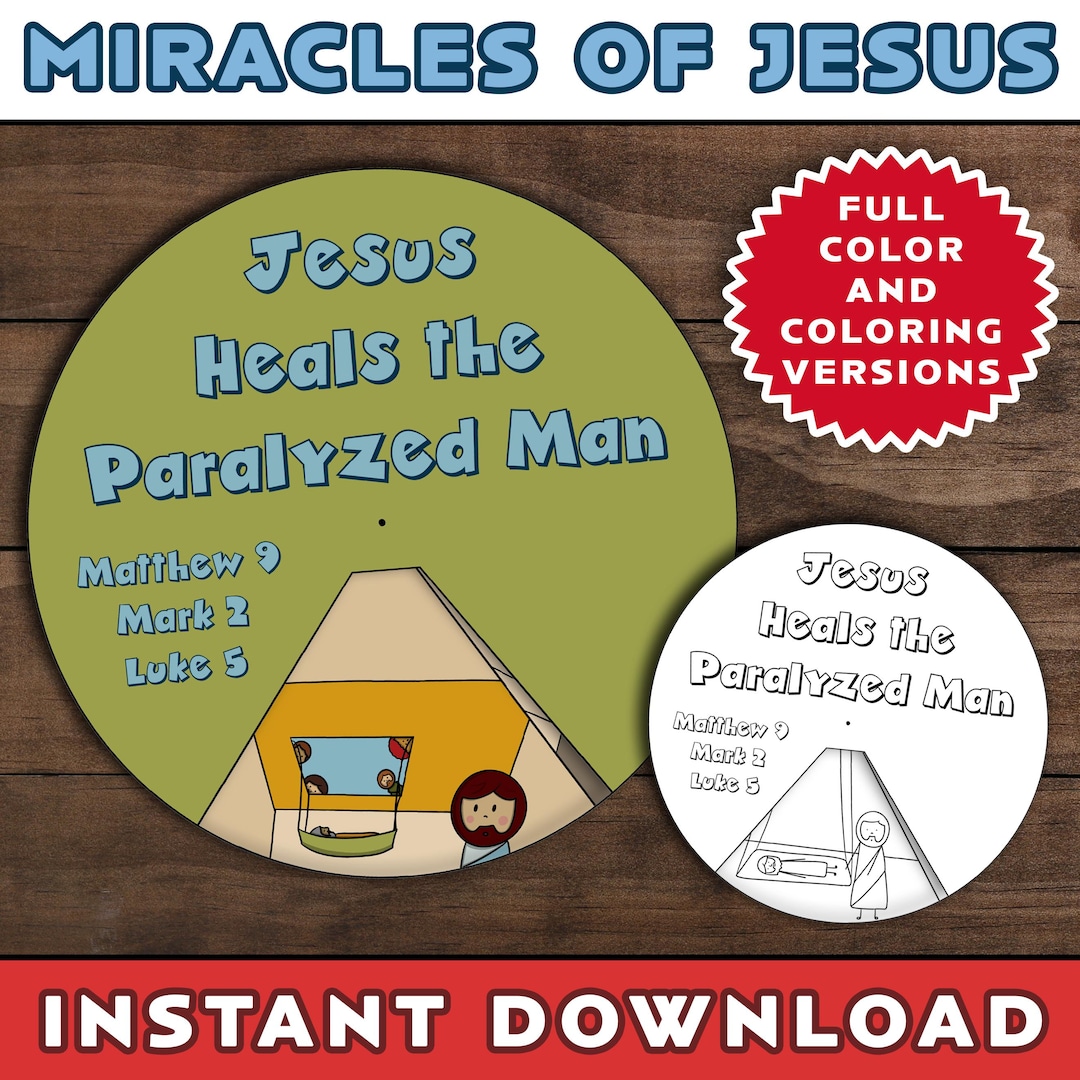 Jesus Heals the Paralyzed Man Wheel Craft - Matthew 9, Mark 2, Luke 5 ...