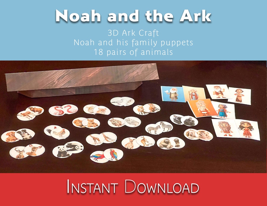 Noah's Ark 3D Craft: Bible Story Puppets & Animals (printable PDF) - Etsy