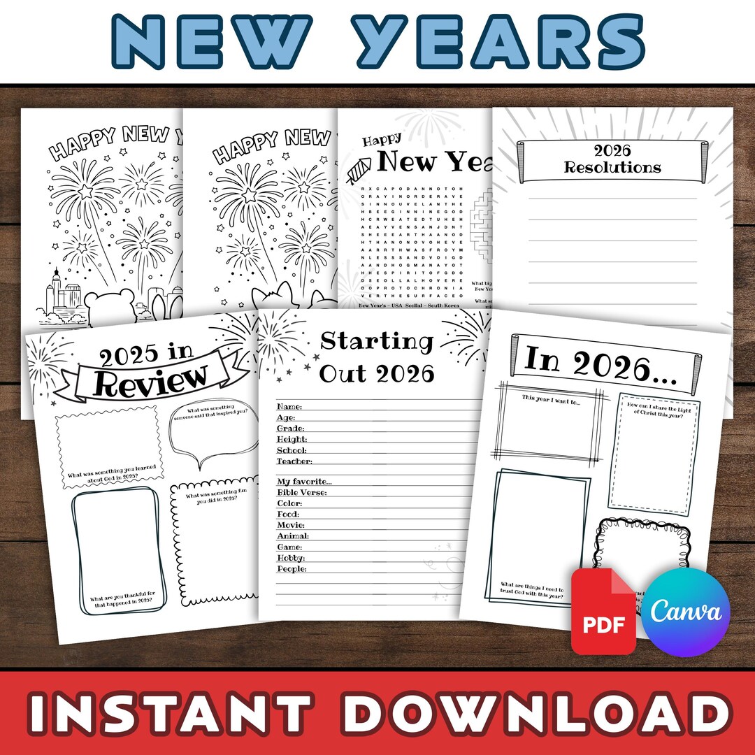 New Years Worksheet Bundle: Review 2025 and Think Ahead to 2026 and Set ...