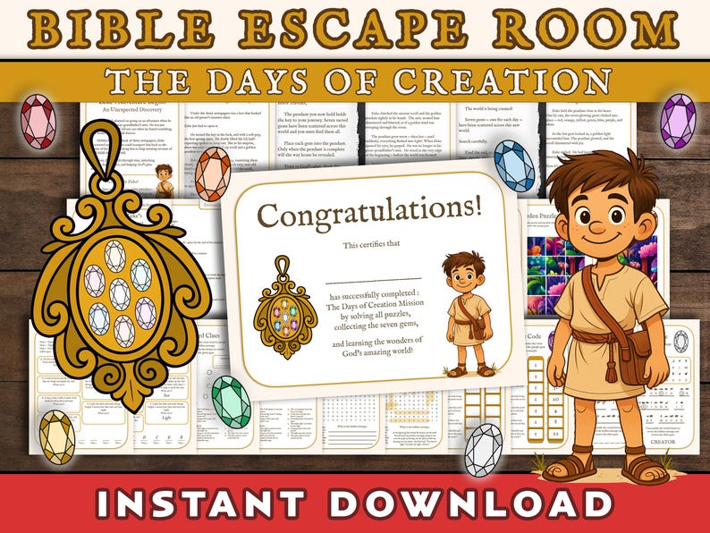 Days of Creation Escape Room: Bible Activity for Kids (digital Download ...