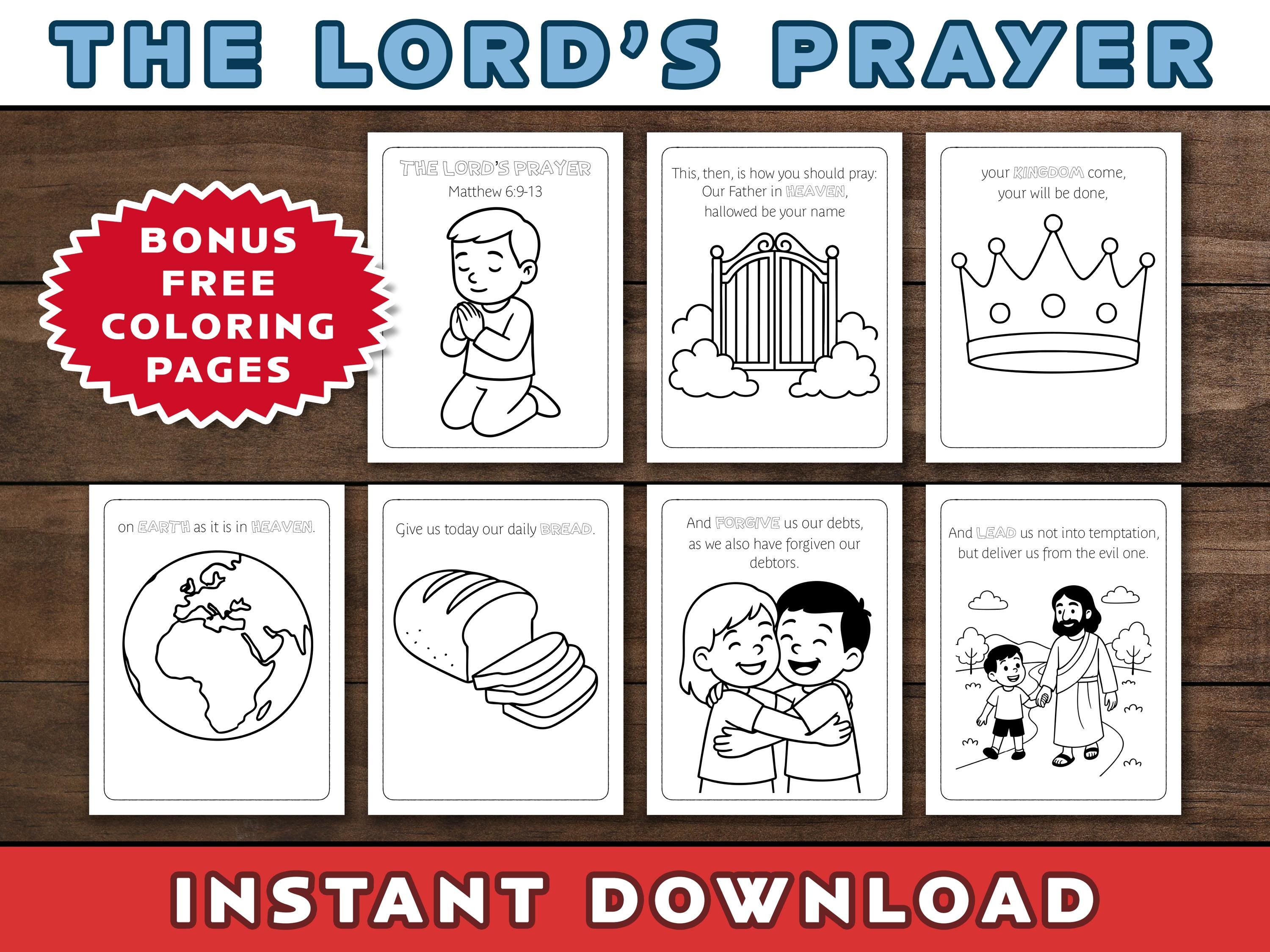 Lord's Prayer Bible Bookmarks | Matthew 6:9-13 Coloring Page (digital ...