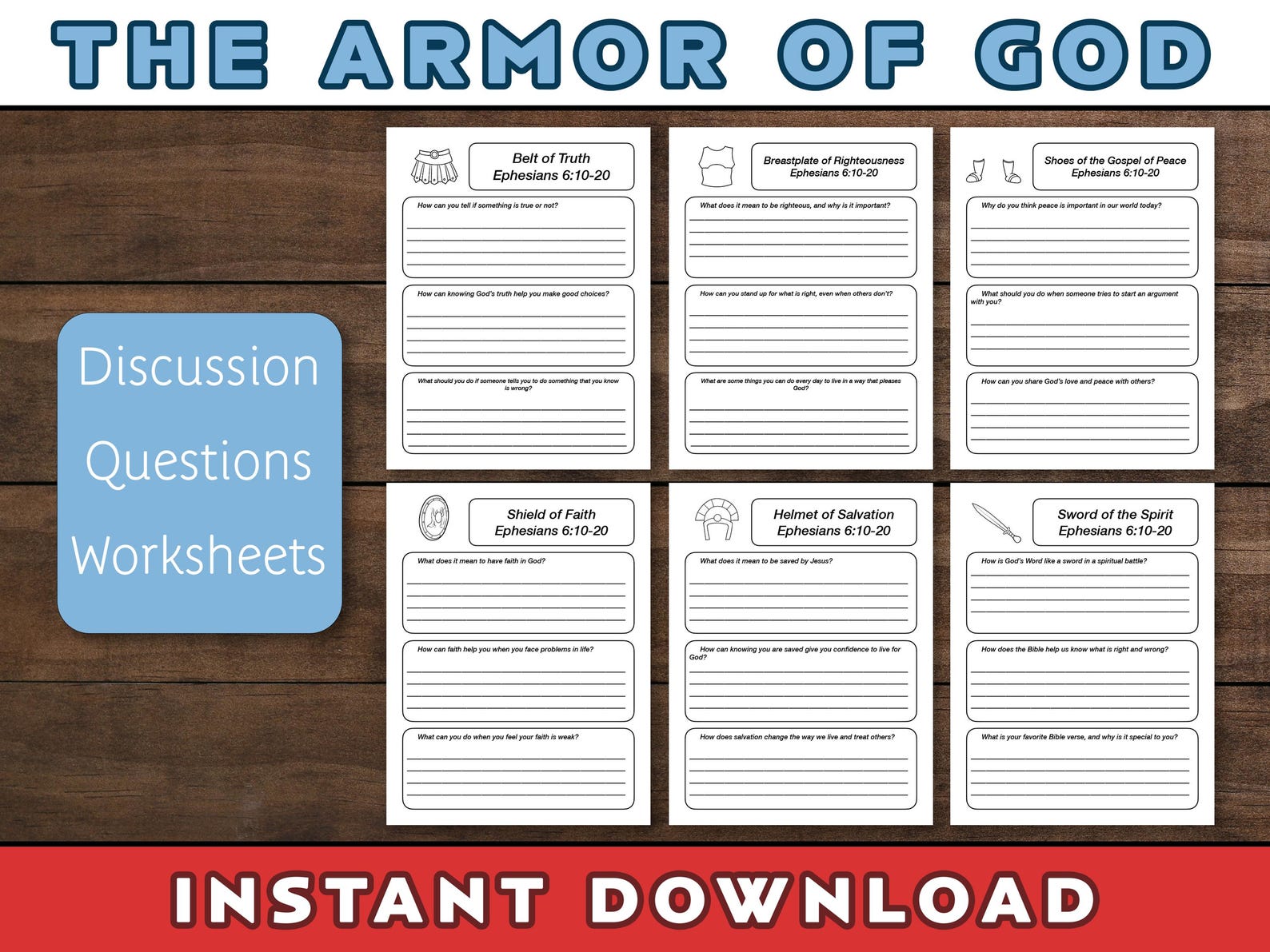 Put on the Full Armor of God Worksheet & Activity Bundle | Bible ...