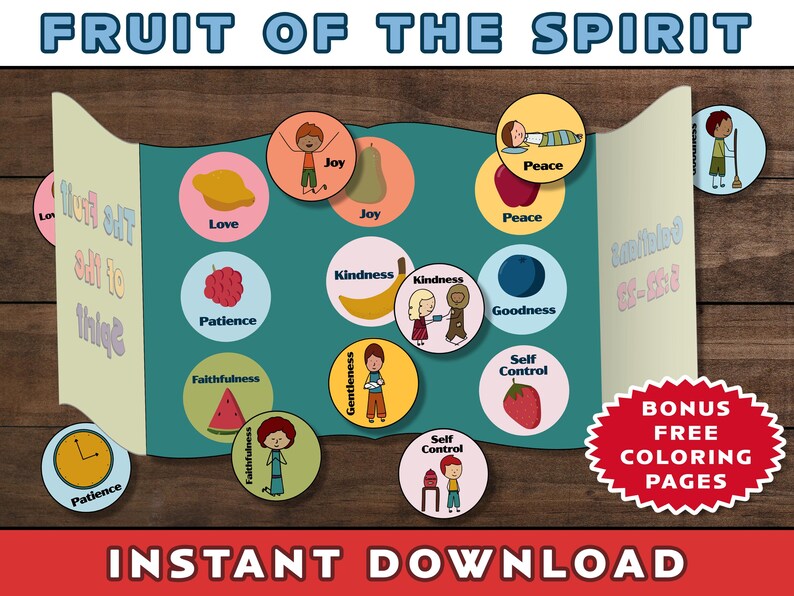 Fruit of the Spirit Mini Book Craft | Cut and Paste and Color | Sunday ...