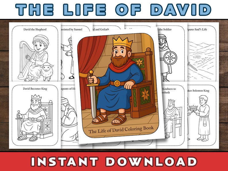 Life of David Coloring Pages: Sunday School Activity (digital Download ...
