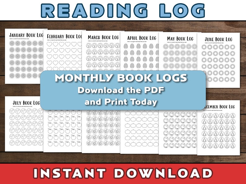 Monthly Reading Log: Color-in Book Tracker (digital Download) - Etsy