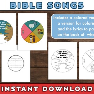He's Got the Whole World in His Hands Craft: Bible Song Wheel (digital ...