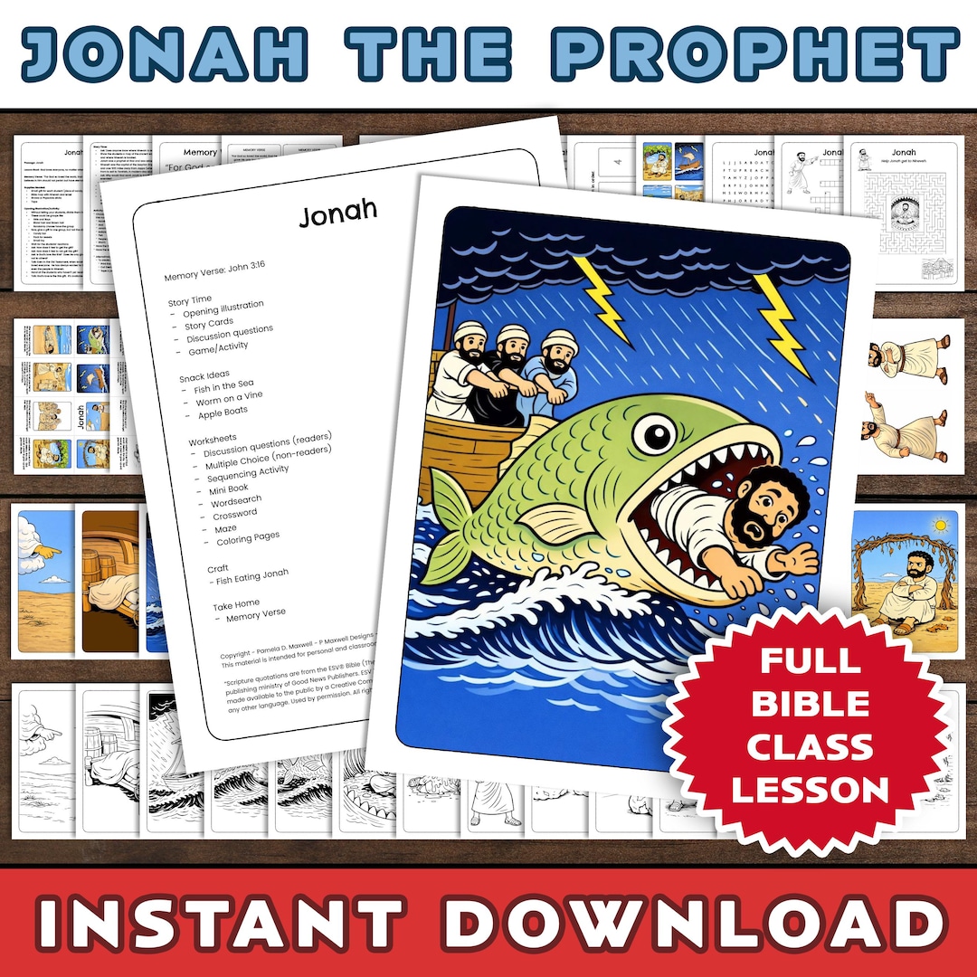 Jonah and the Whale Full Bible Lesson Kids Jonah the Prophet Bible ...