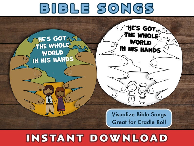 He's Got the Whole World in His Hands Craft: Bible Song Wheel (digital ...