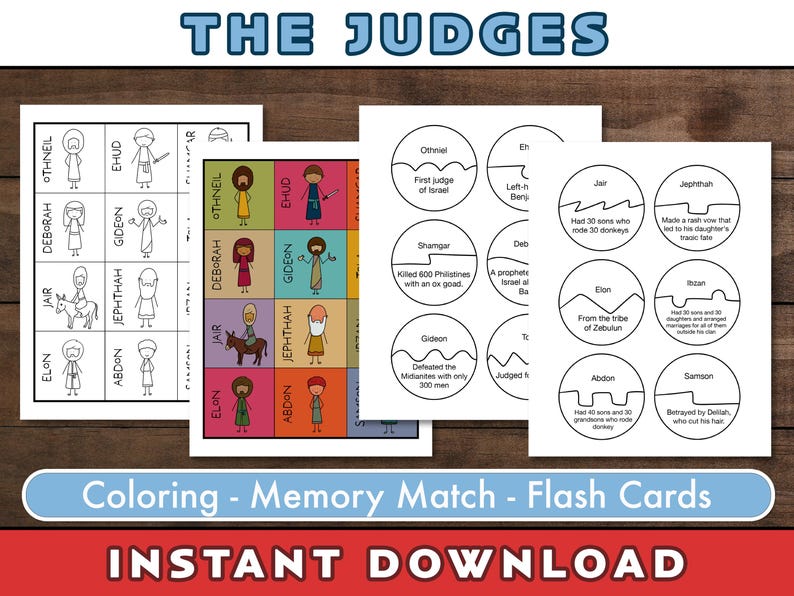 Bible Judges Activity Bundle: Sunday School Worksheet (digital Download ...