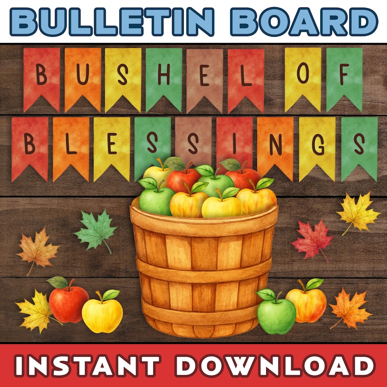 Autumn Bulletin Board Kit Bushel of Blessings Apple Harvest Count Your ...
