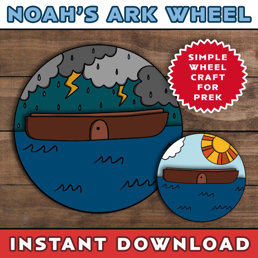 Noah's Ark Craft Kids Bible Activity Spinner Wheel Craft Coloring Page ...