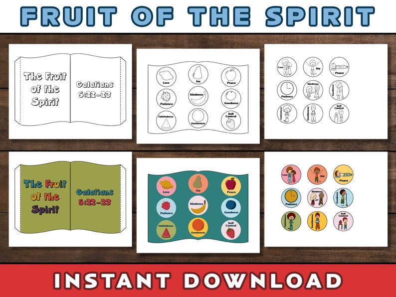 Fruit of the Spirit Mini Book Craft | Cut and Paste and Color | Sunday ...