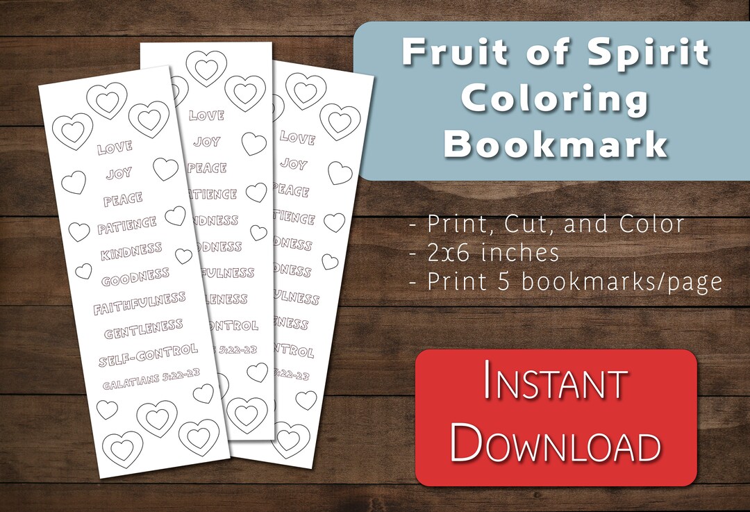 Fruit of the Spirit Coloring Bookmarks: Sunday School Activity (PDF) - Etsy