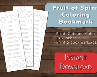 Fruit of the Spirit Printable Coloring Bookmarks, Galatians 5, Sunday ...