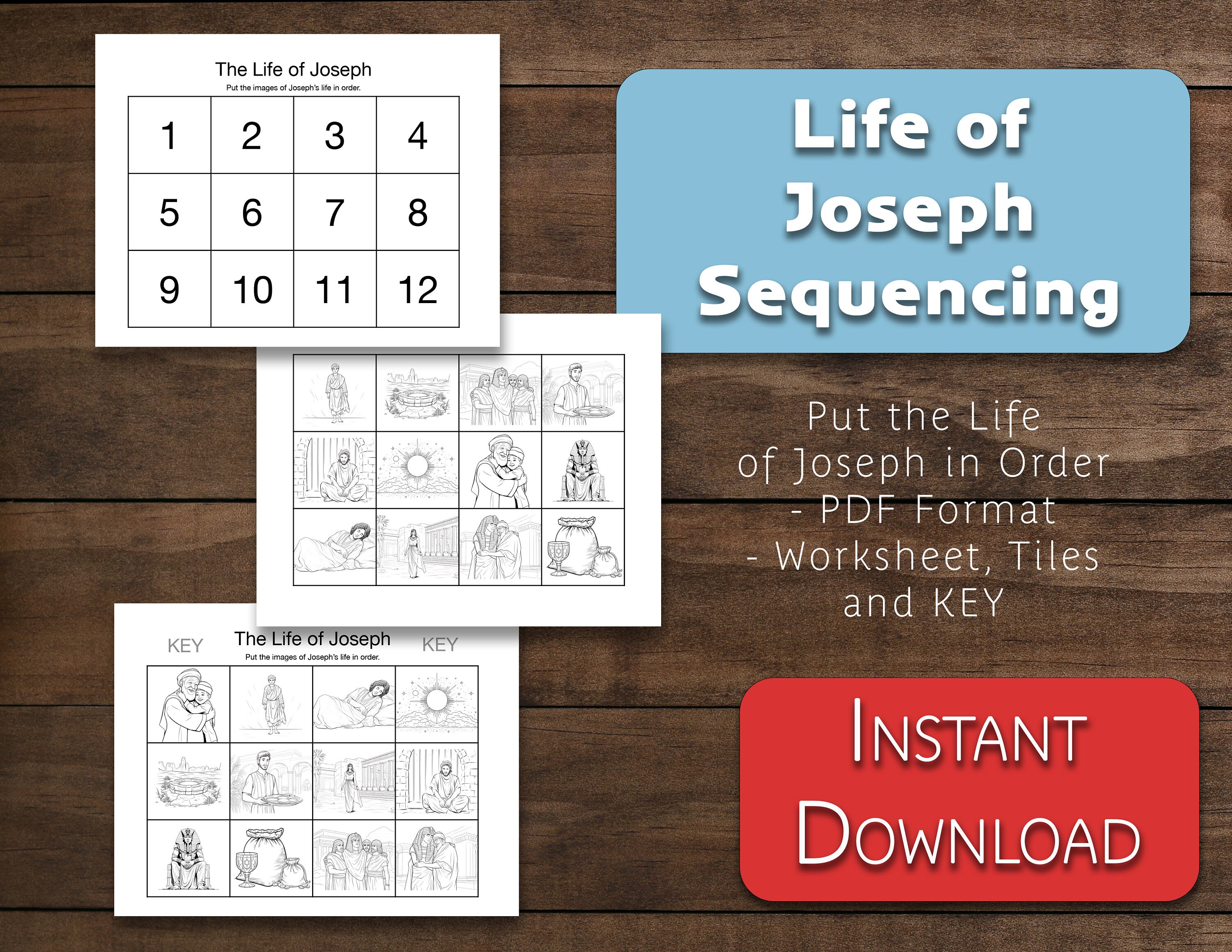 Life of Joseph Sequencing Game | Sunday School Bible Class Coloring ...