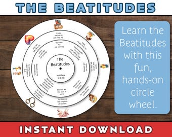 Beatitudes Craft Wheel: Sermon on the Mount, Bible Class (digital ...