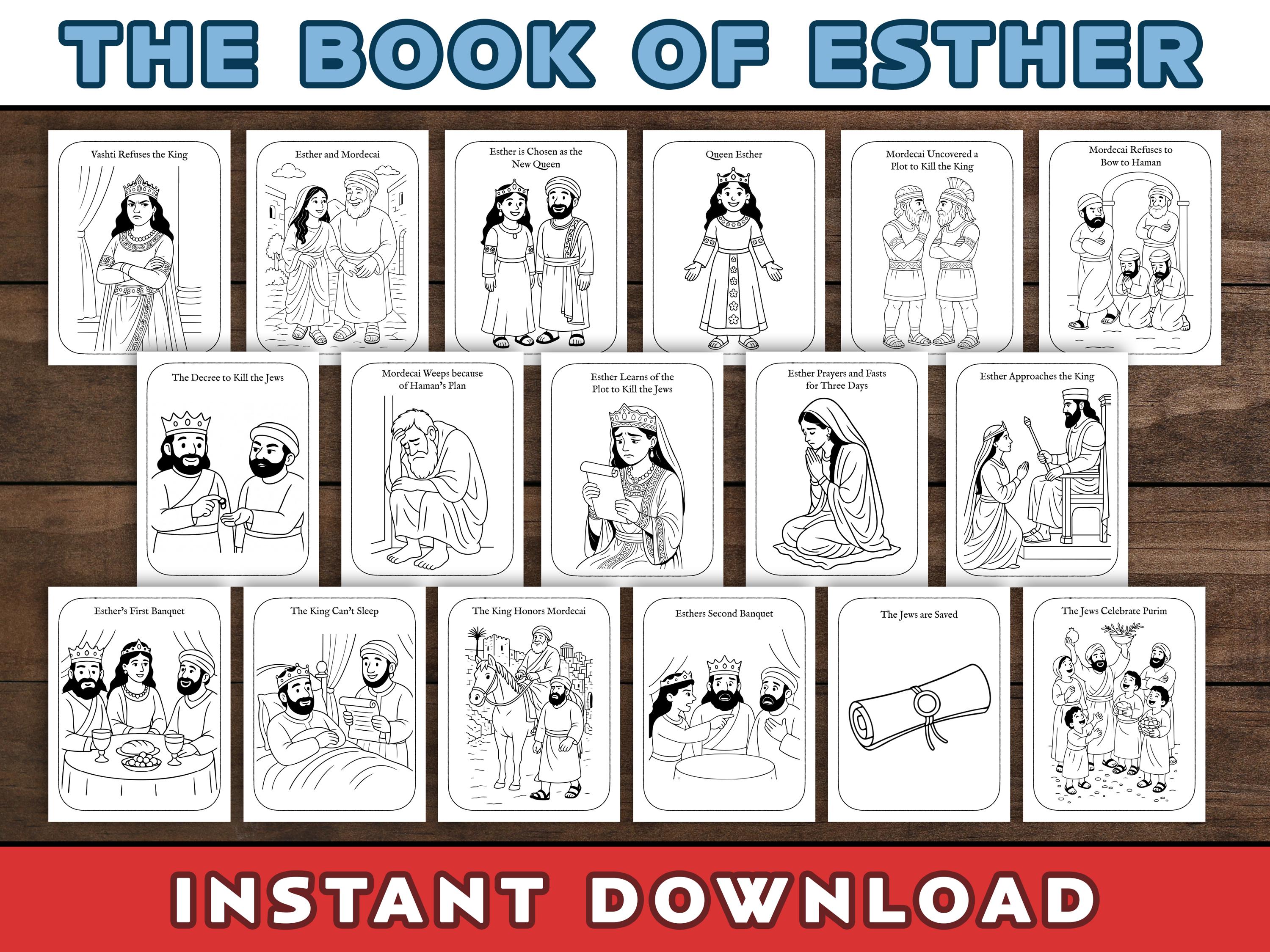 Queen Esther | Story of Esther | Book of Esther | Bible Coloring Sheets ...