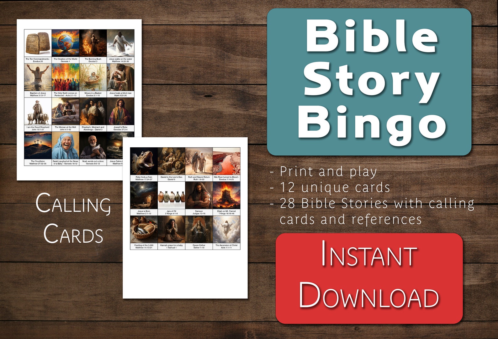 Bible Stories Bingo Game: Sunday School Class (instant Download) - Etsy