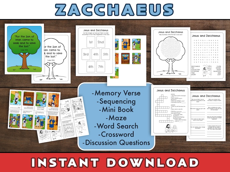 Zacchaeus Bible Story: Sunday School Lesson Curriculum (digital ...