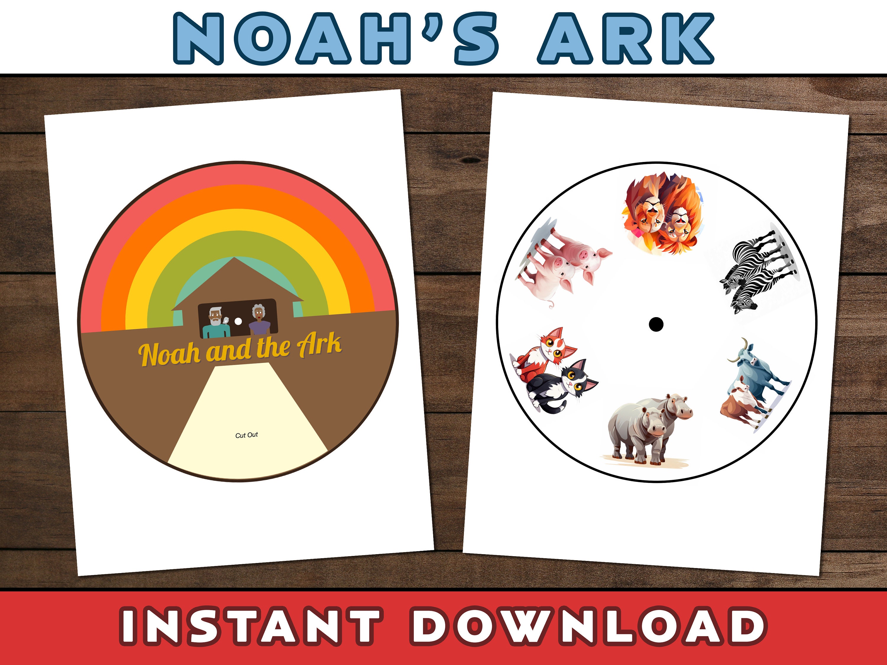 Noah's Ark Craft Spinner Wheel: Sunday School Bible Lesson (digital ...