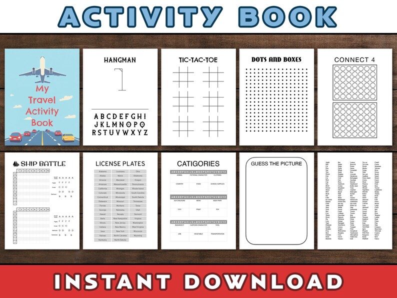 Printable Travel Activity Book: Road Trip Games for Kids (PDF Download ...