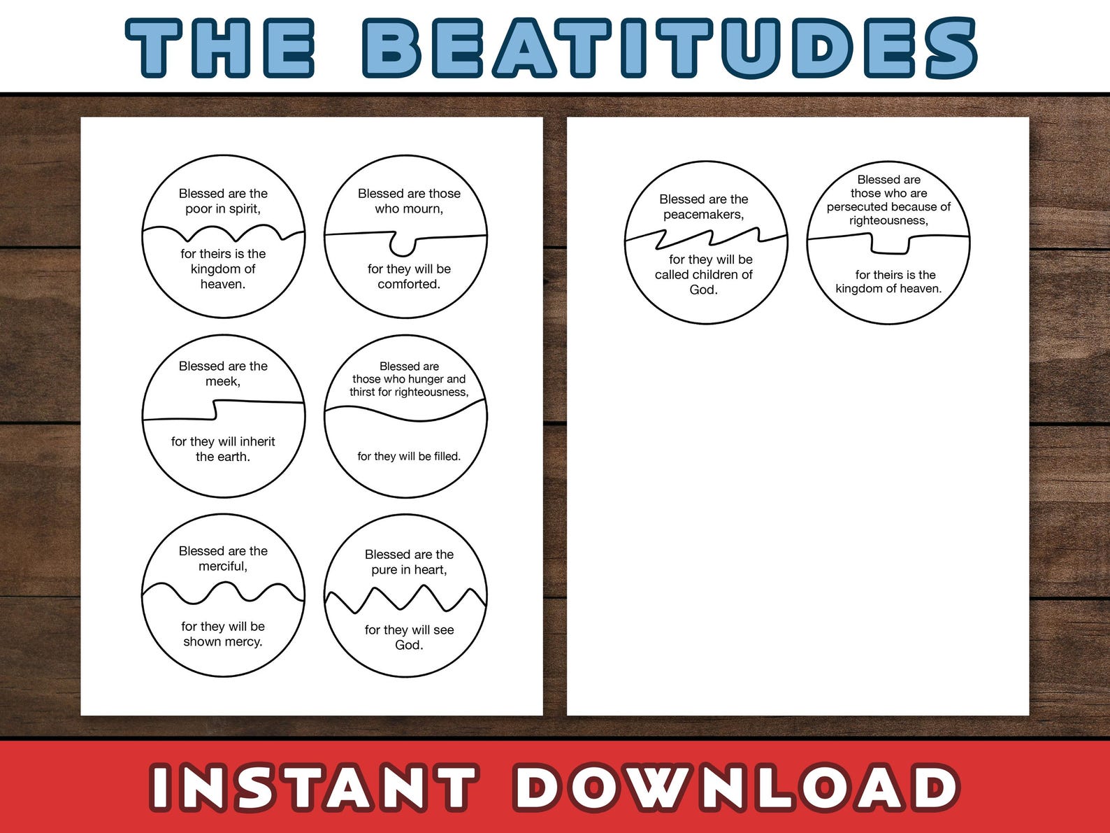 The Beatitudes Puzzle Flashcards | Sermon on the Mount | Bible Lesson ...
