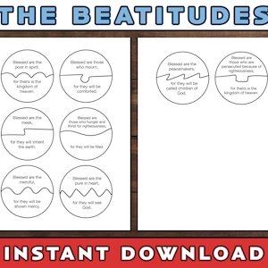 The Beatitudes Puzzle Flashcards | Sermon on the Mount | Bible Lesson ...