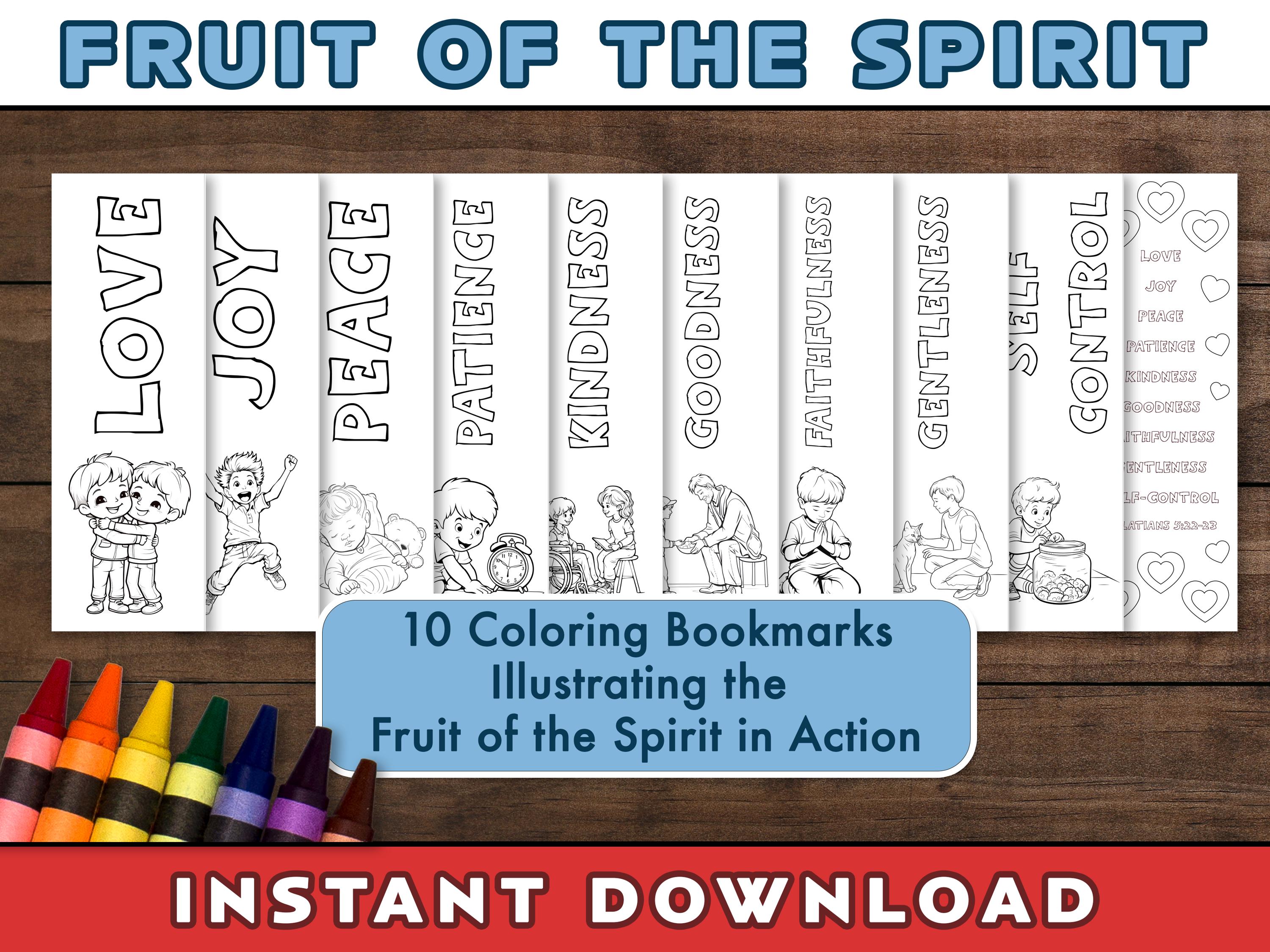 Fruit of the Spirit Coloring Bookmarks: Bible Lesson Activity (PDF) - Etsy