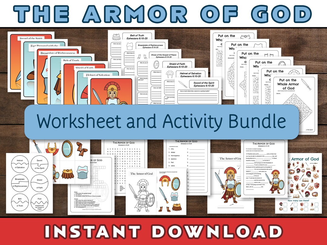 Armor of God Worksheet & Activity Bundle: Bible Study (digital Download ...