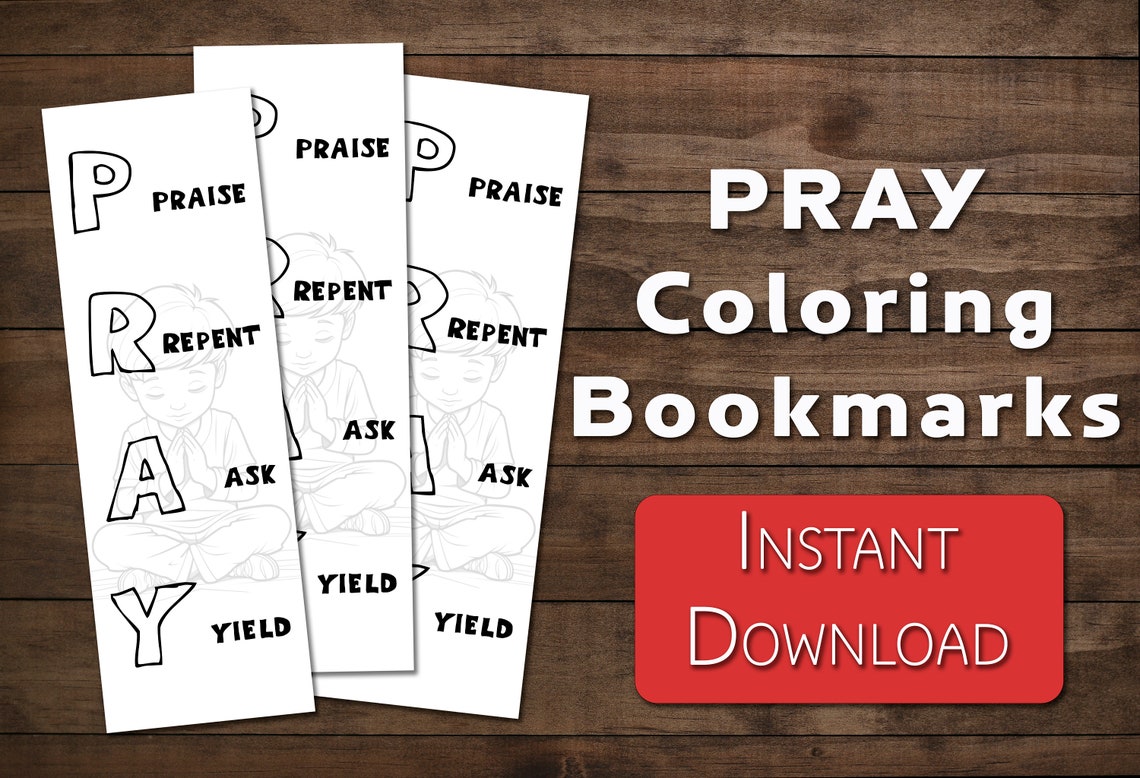 PRAY Coloring Bookmarks: Sunday School Bible Class (digital Download ...