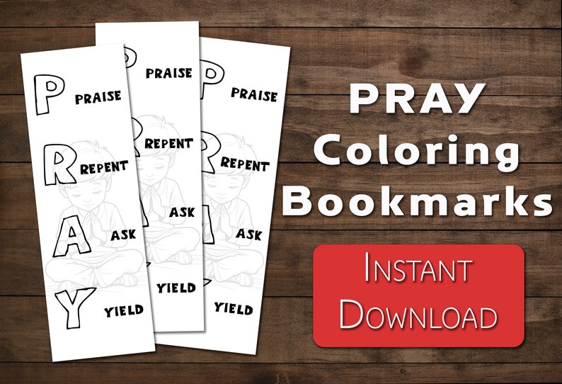 PRAY Coloring Bookmarks: Sunday School Bible Class (digital Download ...