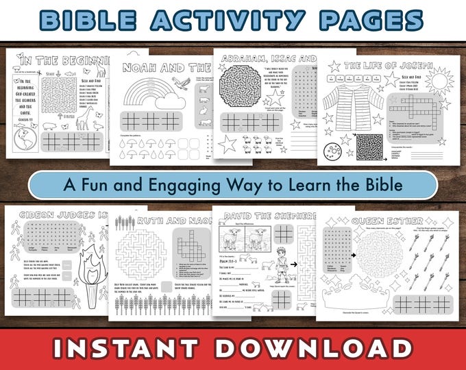 Old Testament Bible Story Activity Pages: Coloring & Crossword (digital ...