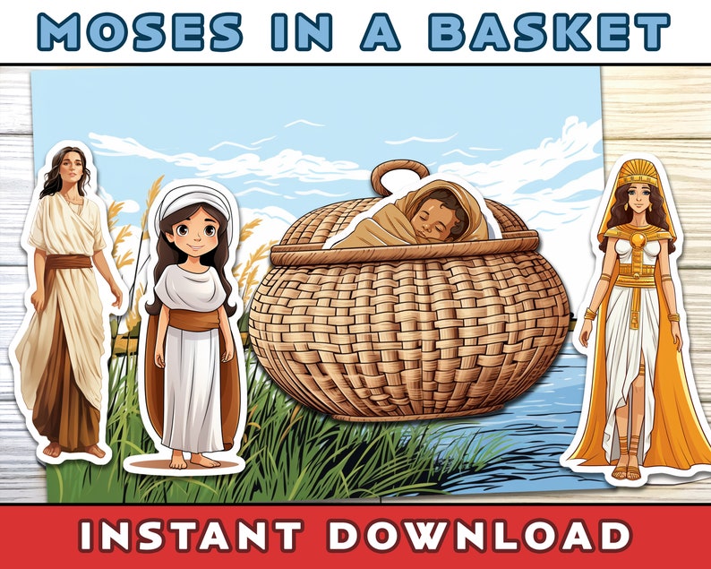 Moses in a Basket Craft and Puppets | Bible Class and Sunday School ...