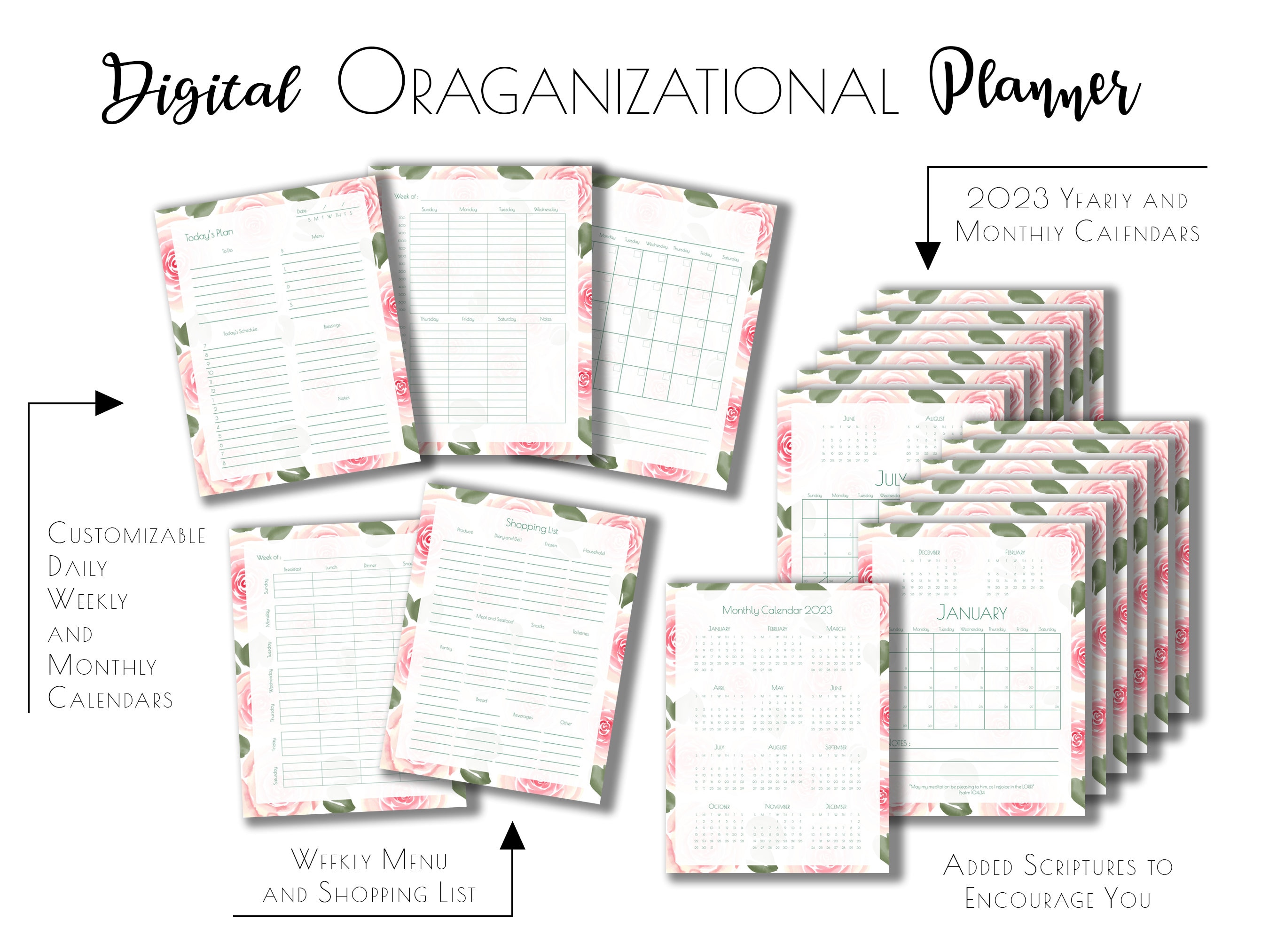 Digital Customizable Planner Organizer Blank With Bible Verses - Etsy