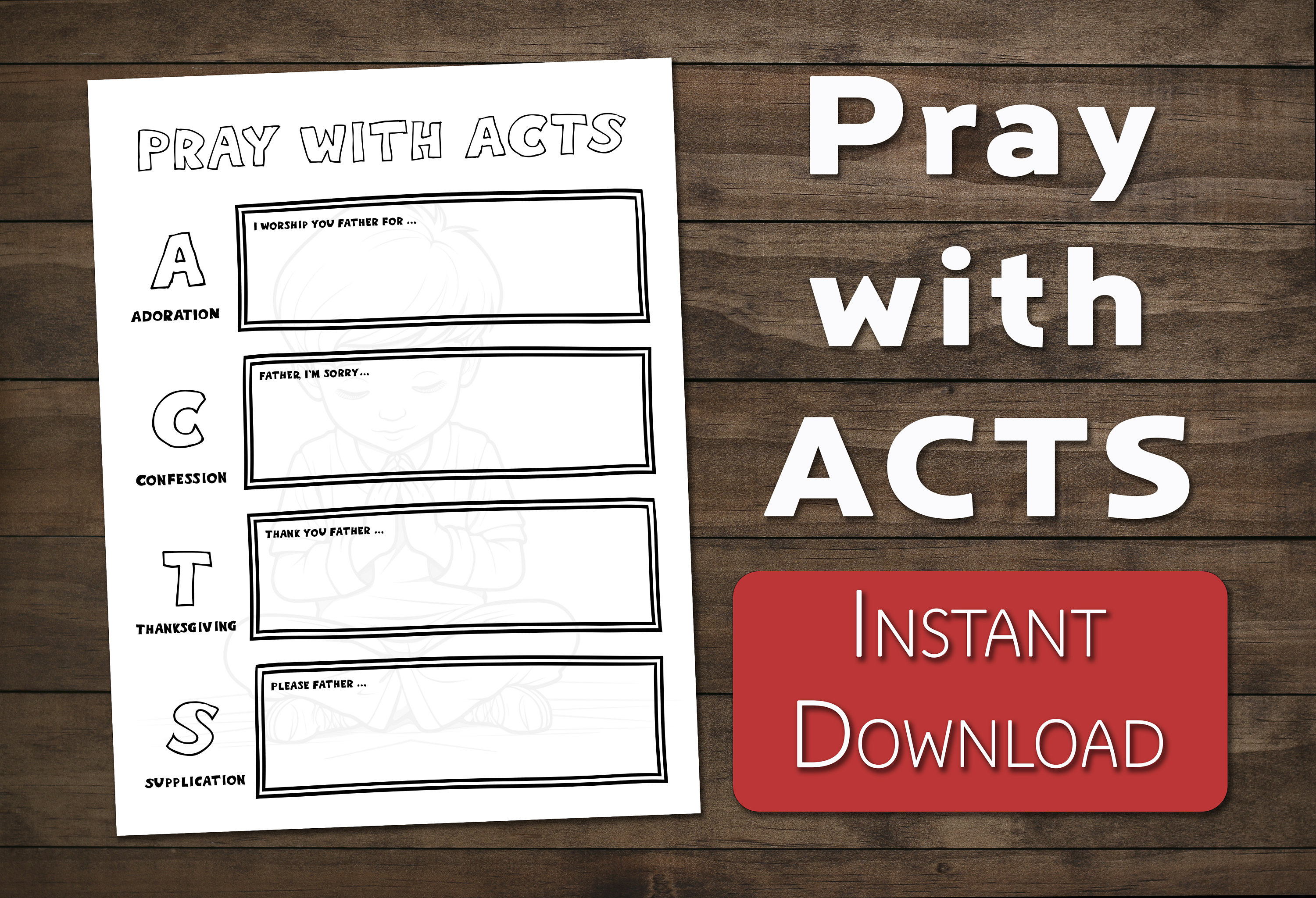 Learning to Pray With ACTS | Kid's Prayer Journal | Children's Bible ...