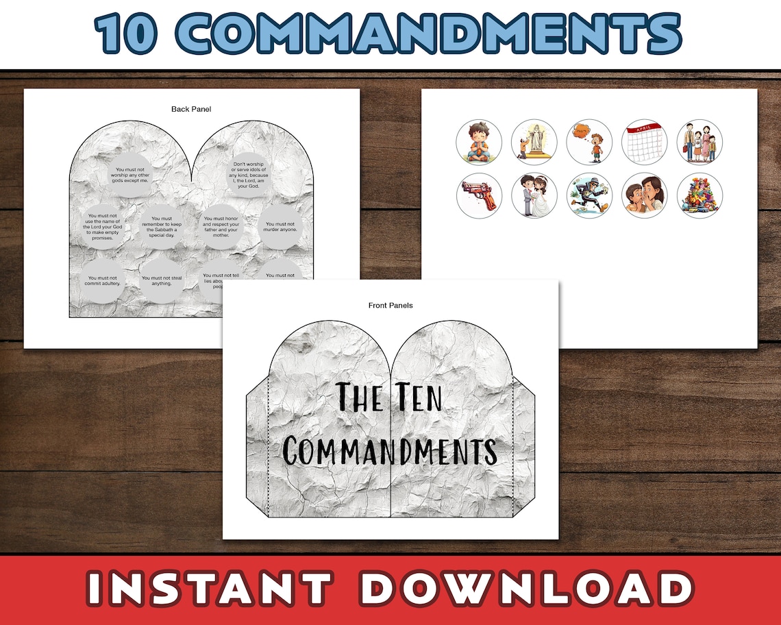 Ten Commandment Craft | Cut and Glue Foldable Craft | Sunday School ...