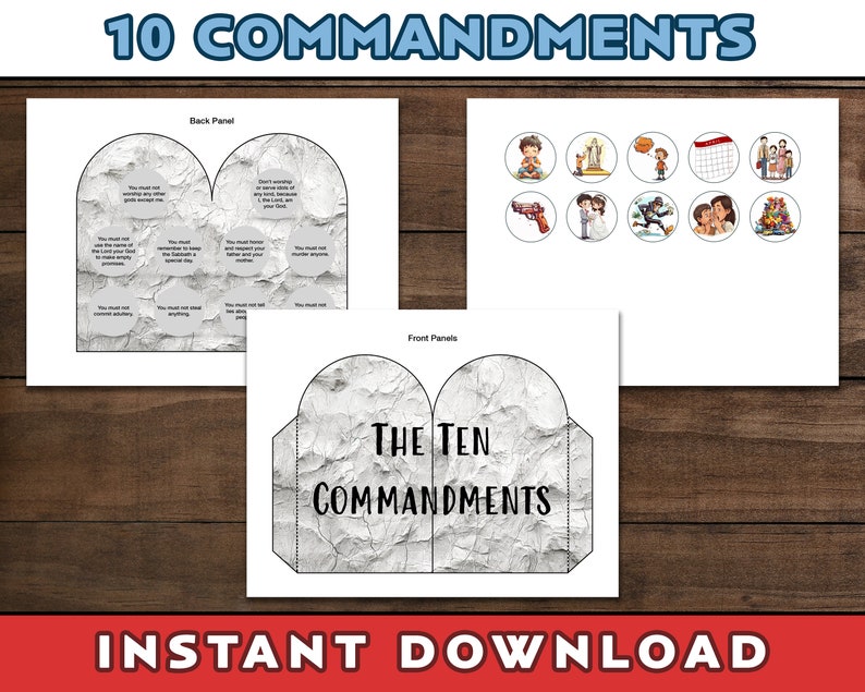 Ten Commandments Craft: Cut & Glue Activity (digital Download) - Etsy